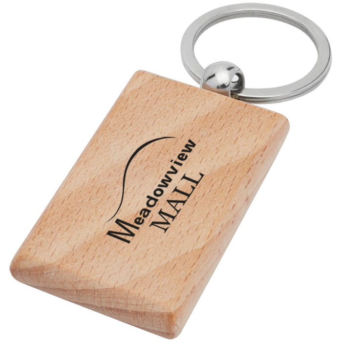 4imprint.co.uk: Gian Rectangle Beech Wood Keyring - Printed 901762