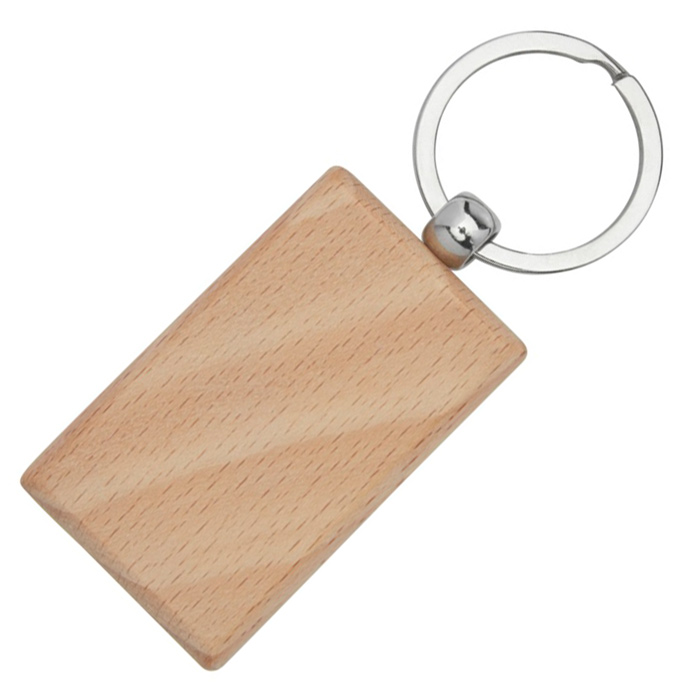 4imprint.co.uk: Gian Rectangle Beech Wood Keyring - Printed 901762